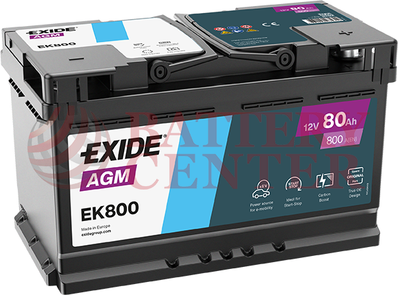 Μπαταρία Exide EK800 Start Stop AGM Carbon Boost Techonology 12V ...